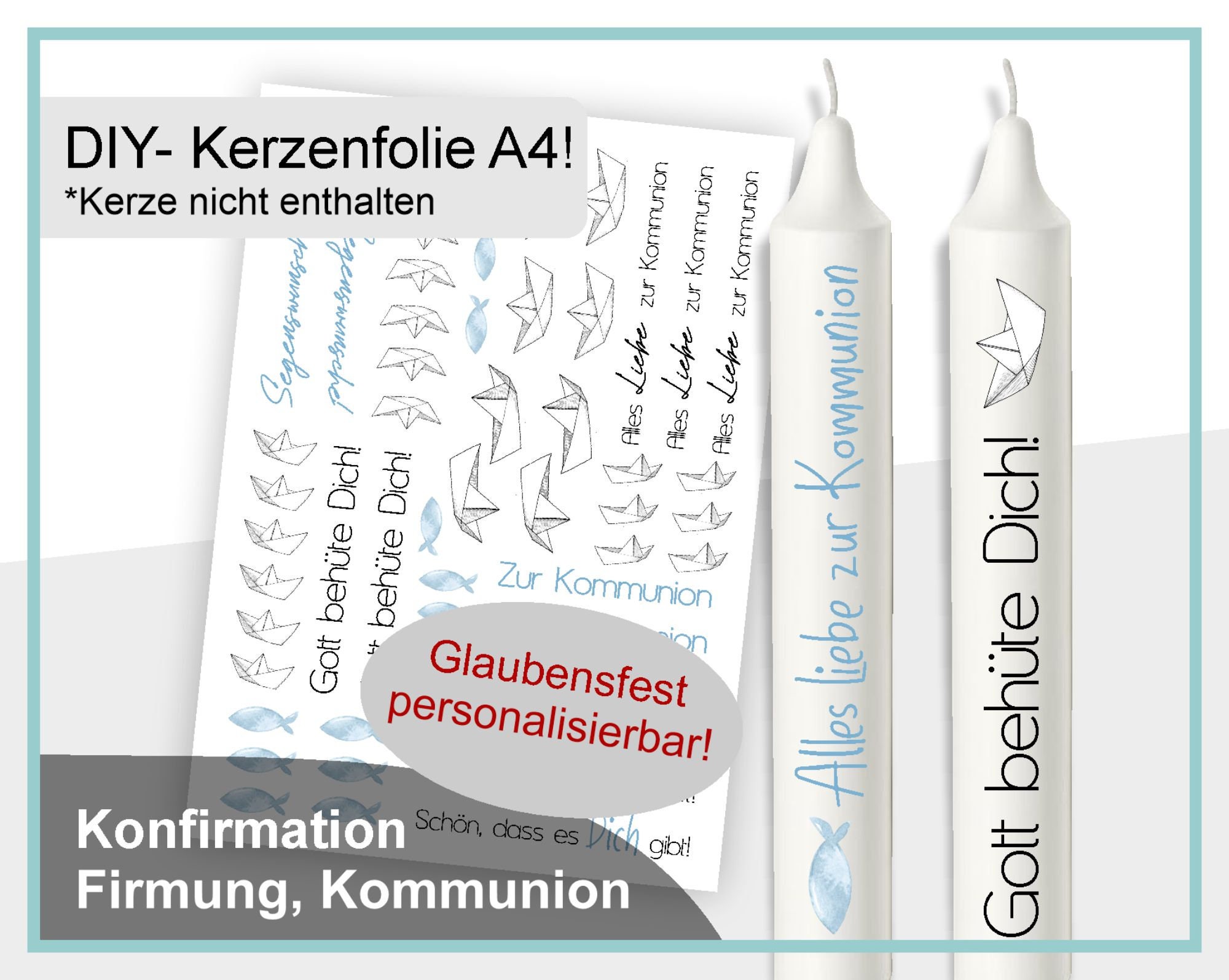 Candle Foil Candle Tattoo Communion Confirmation Confirmation - Etsy