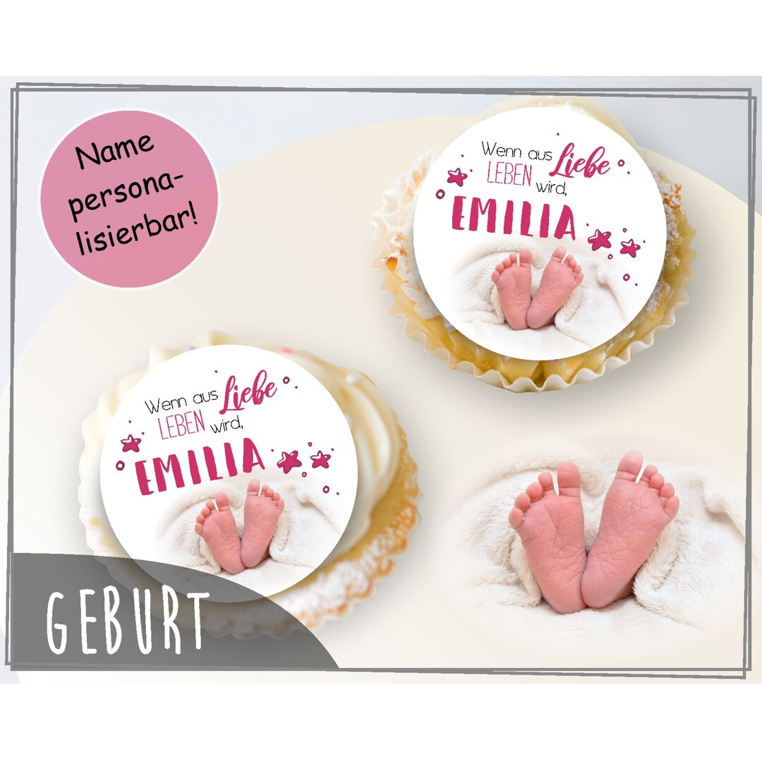 Muffin Topper Cupcake Topper Cake Topper Birth Girl Baby - Etsy