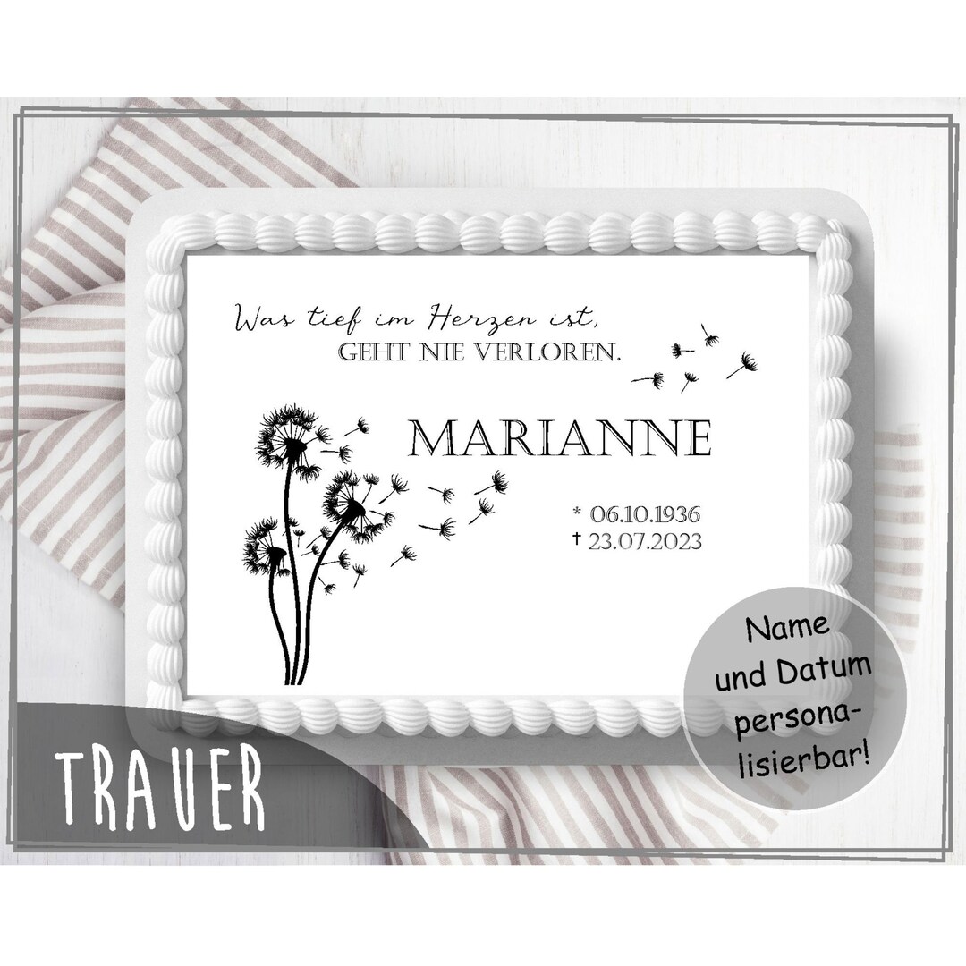 Mourning DIN A3 Cake Topper Funeral Service Personalized - Etsy