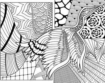 Chickadee Coloring Page Bird Art Relaxing Coloring Printable Stress ...