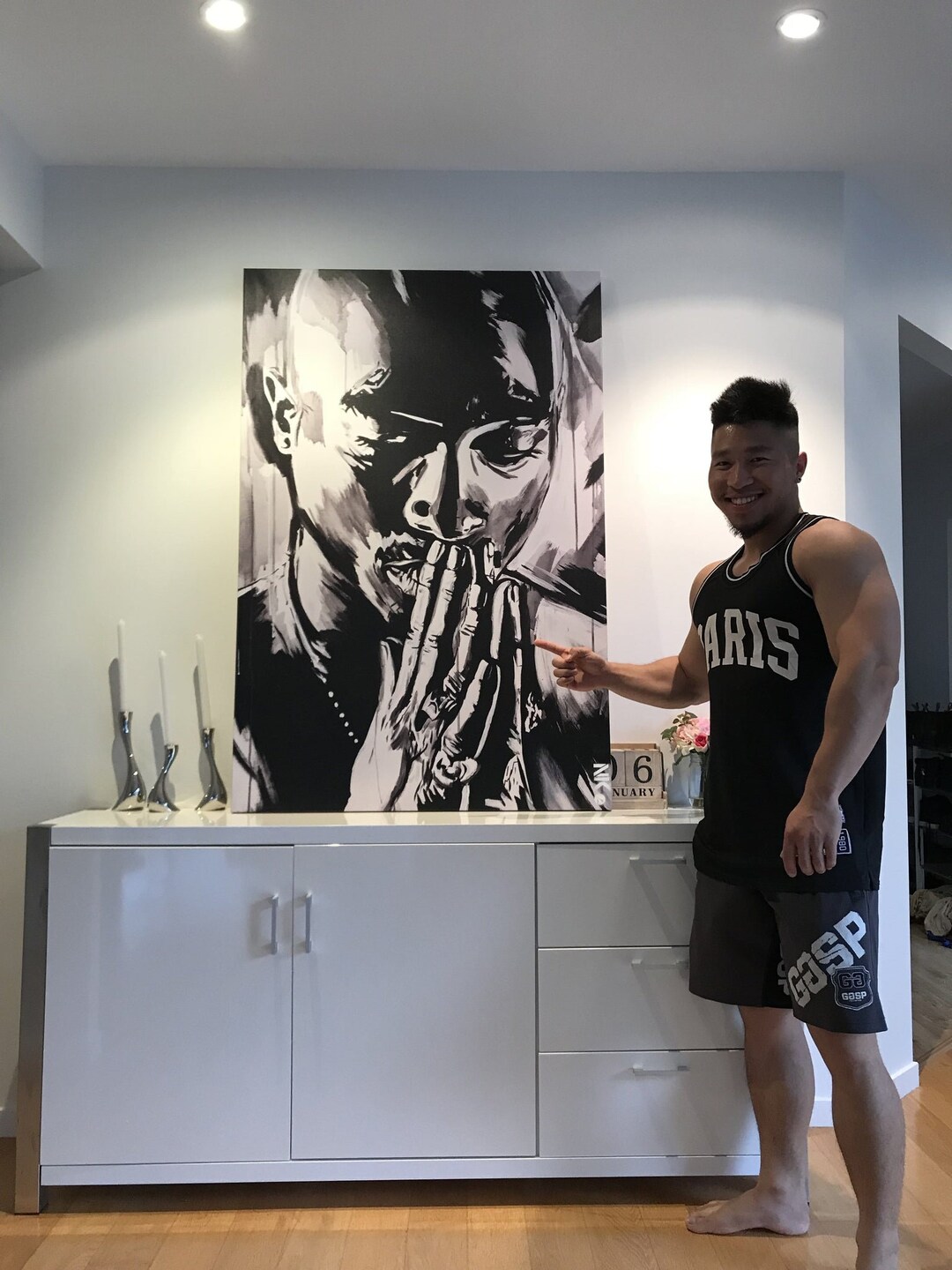 TUPAC PRAYING, Music Poster, Painting on Canvas, Canvas Art Print ...