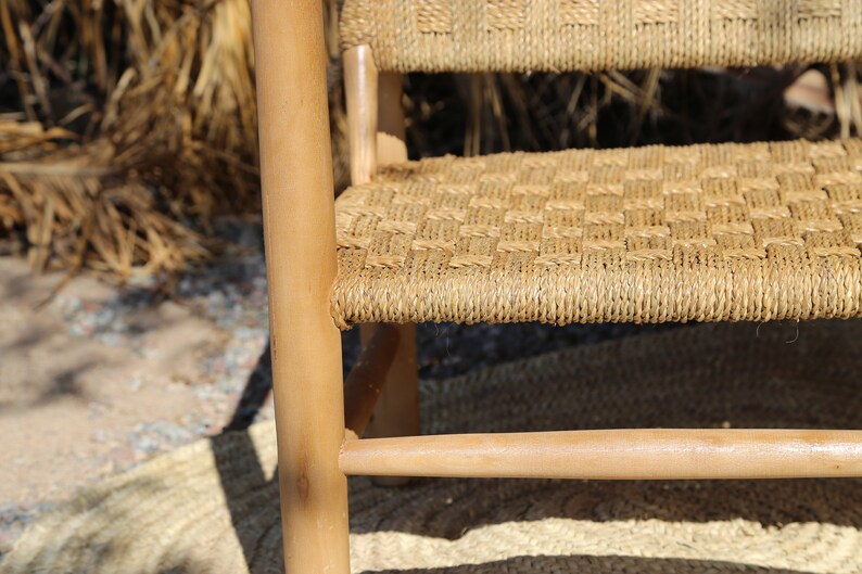 Handmade Moroccan Lounge Chair, Handwoven Walnut Wood Straw Chair ...
