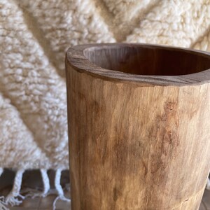 Hand Carved Wooden Vase, Heavy Wooden Log Vases, Rustic Style Vase for ...