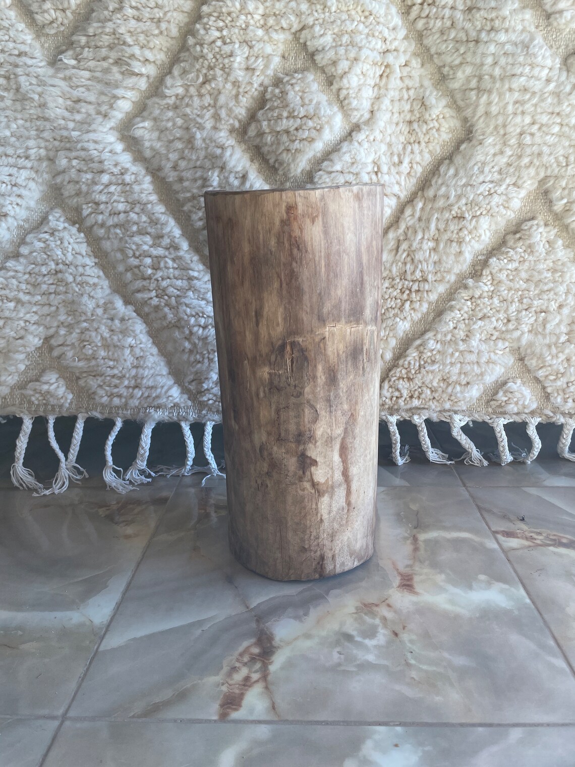 Hand Carved Wooden Vase, Heavy Wooden Log Vases, Rustic Style Vase for ...
