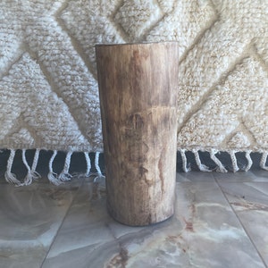 Hand Carved Wooden Vase, Heavy Wooden Log Vases, Rustic Style Vase for ...