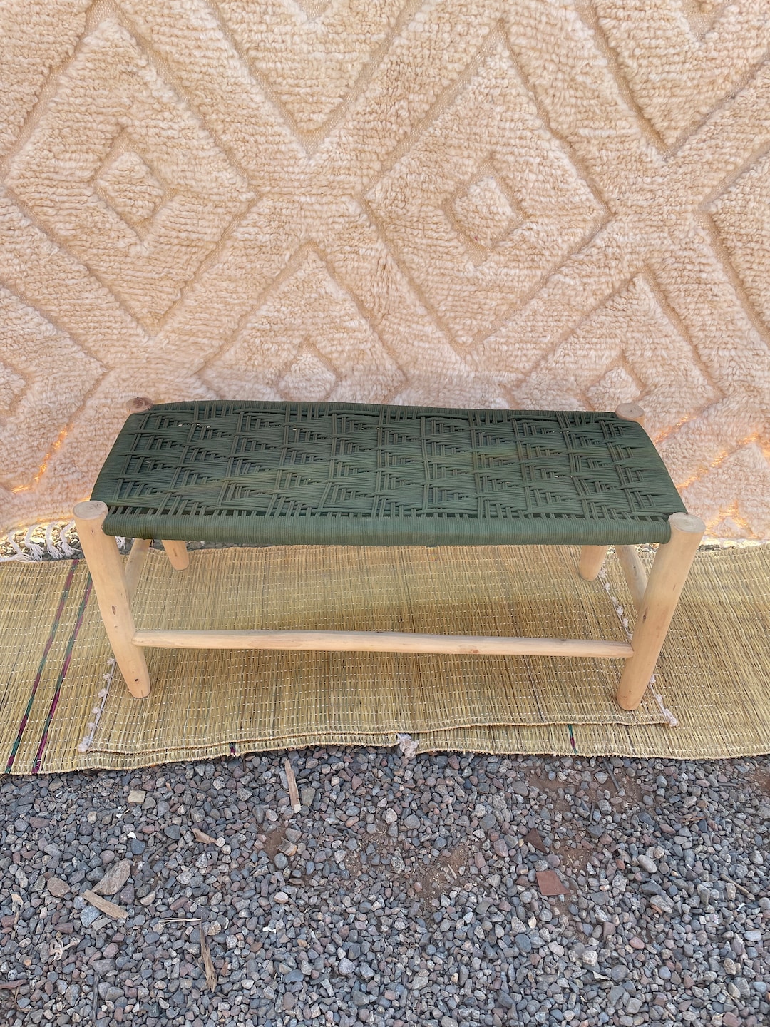 Entryway Bench, Handwoven Bench, HANDMADE Moroccan Bench in Solid Raw ...