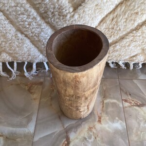 Hand Carved Wooden Vase, Heavy Wooden Log Vases, Rustic Style Vase for ...