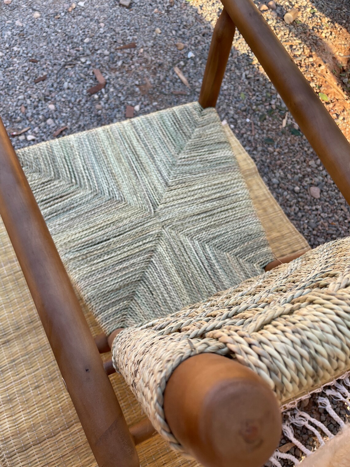 Handwoven Moroccan Chair, Grid Pattern, Accent Chair, With a Dark Brown ...