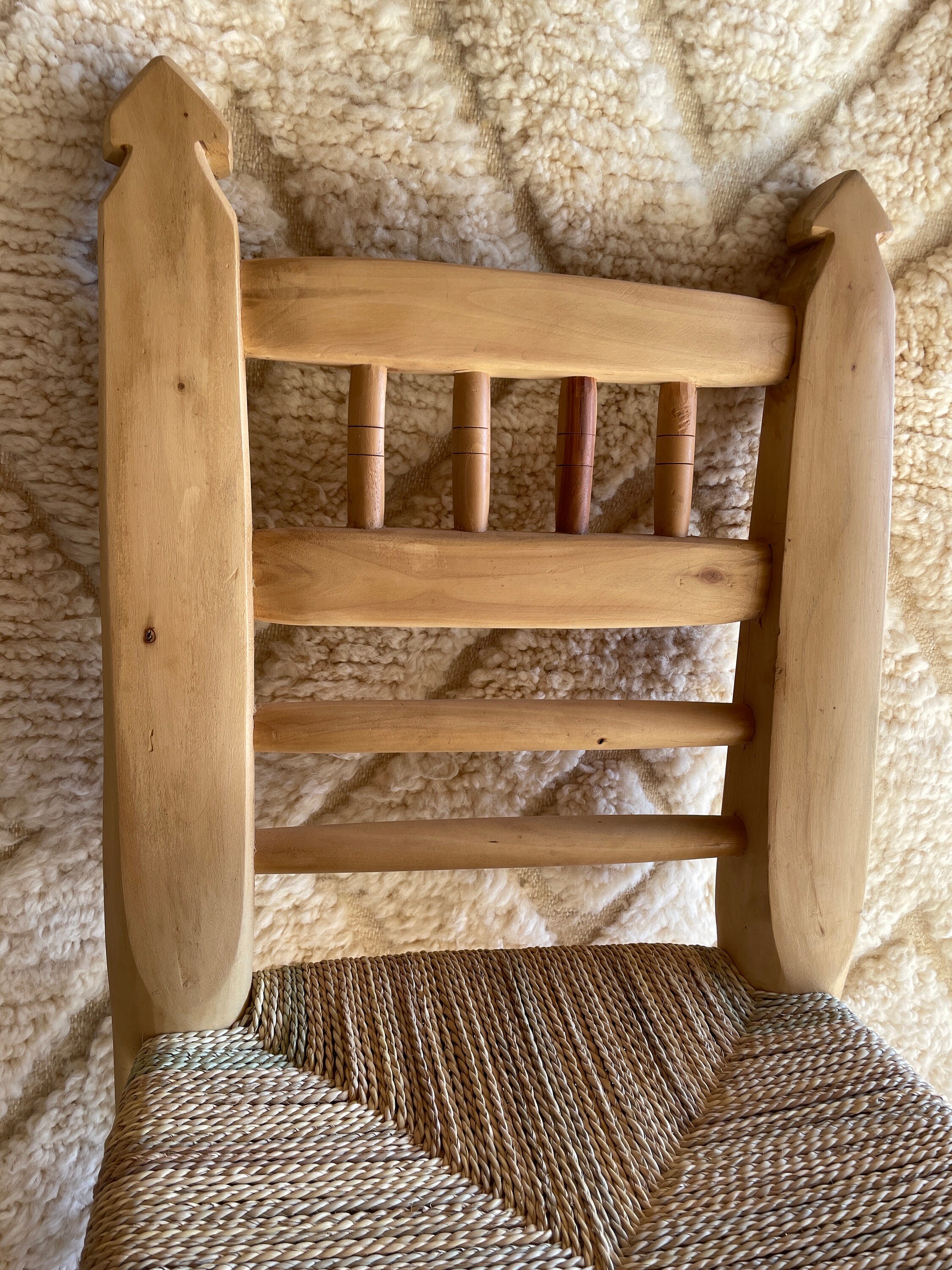 Handwoven Raffia Chair, Wood and Natural Rope Dining Stool, ARABASTTA ...