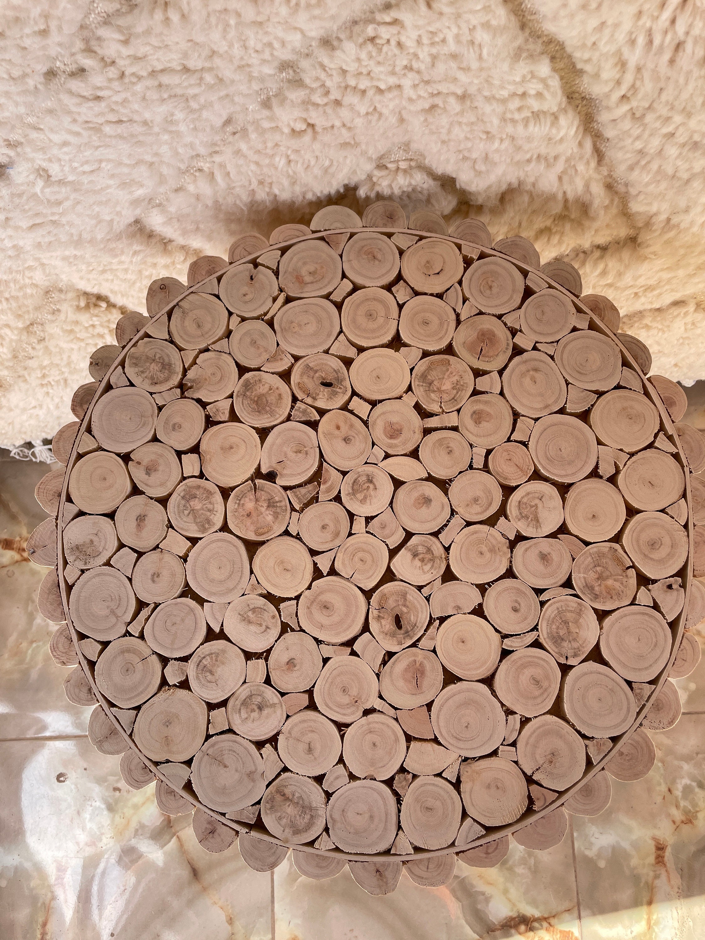 Handmade Moroccan Accent Side Table Made of Logs of Wood,handcarved ...