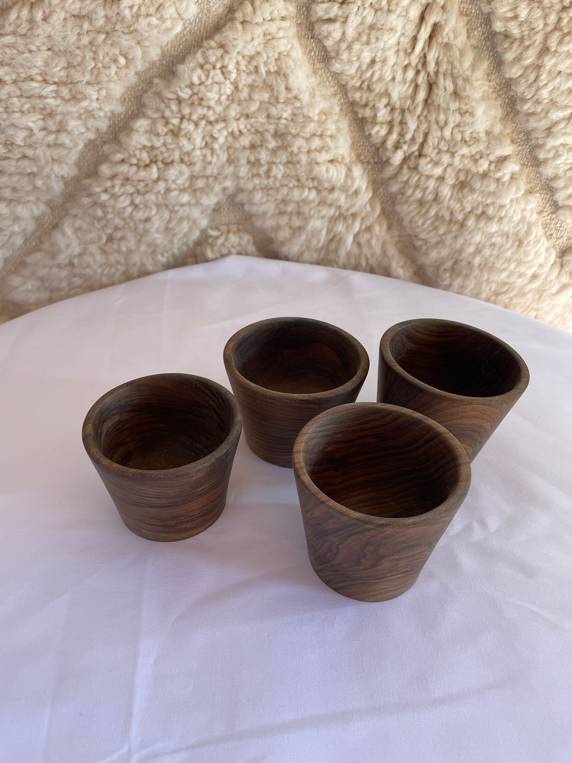 4 Handcrafted Moroccan Wooden Cups, PACK of 4 or 6 of Natural Solid ...