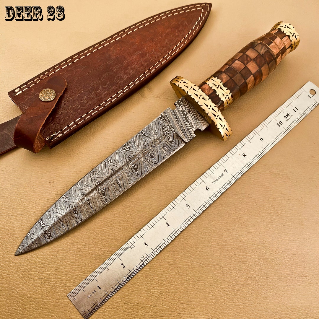 Rare Custom Blood Groved Dagger 17, Satin Double Edge Dagger 12 ...