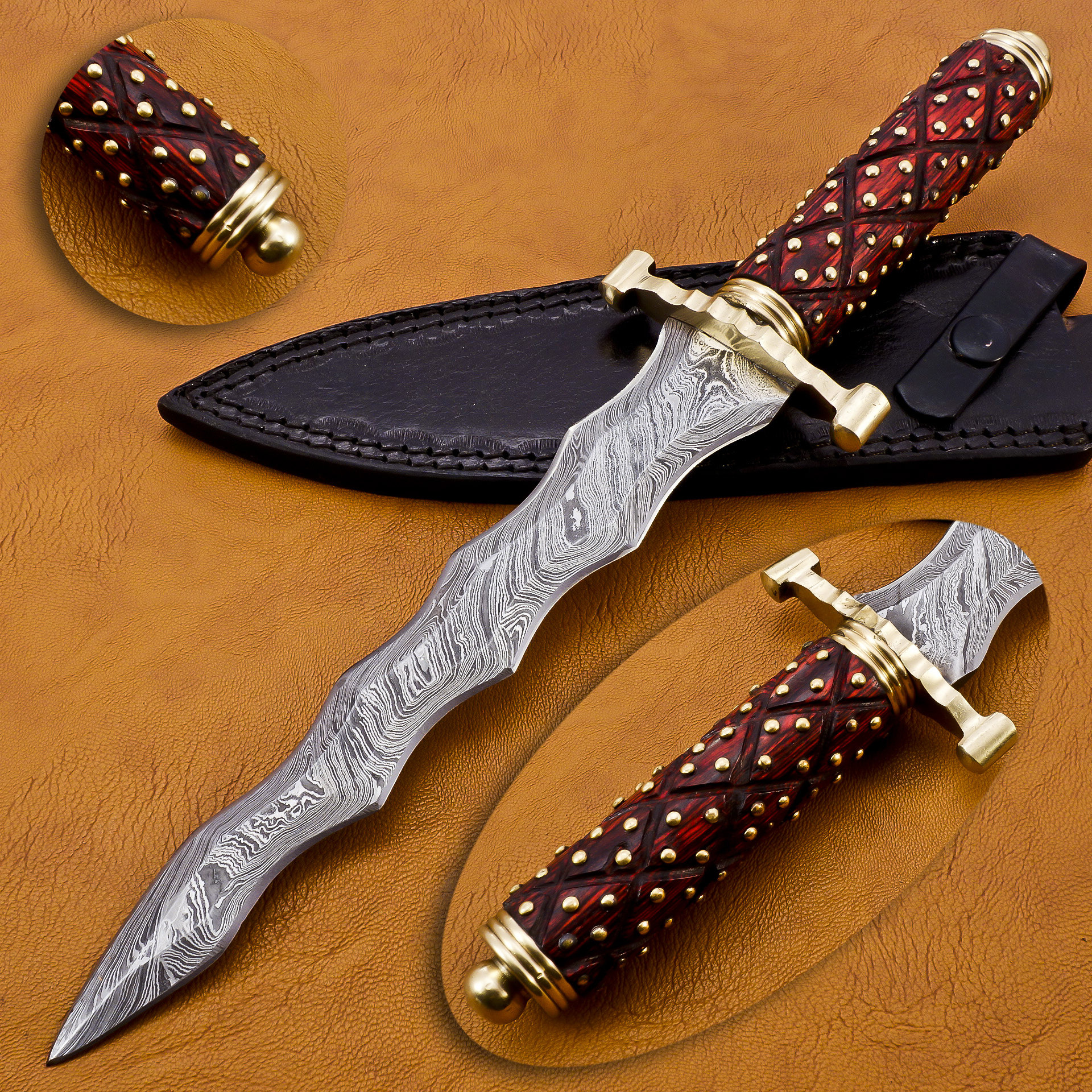 Zig-zag Daga de acero de Damasco hecha a mano | Etsy