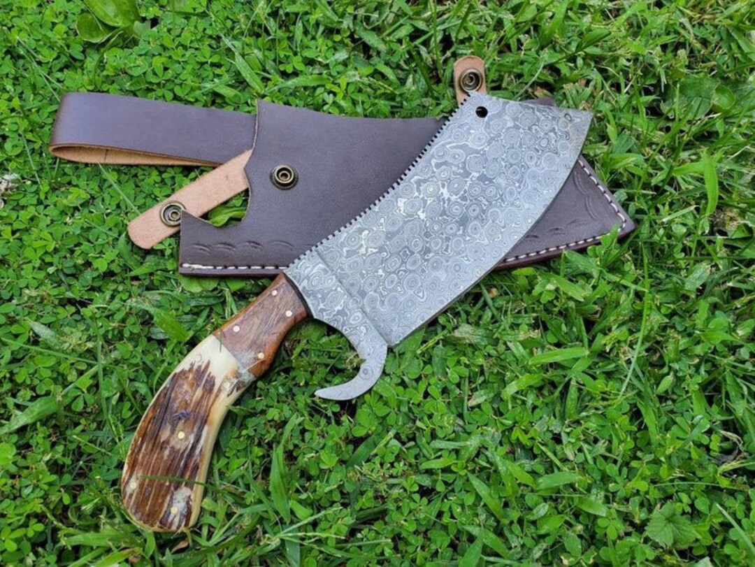 7.5 Handmade Butcher Meat With Damascus Steel and With Leather - Etsy