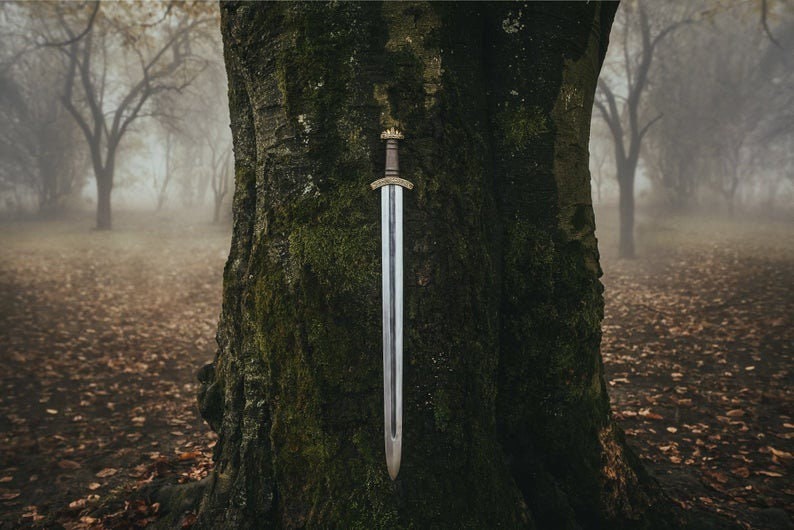 Hand Forged Viking Sword With Shoulder Strap Scabbard / Sheath ...