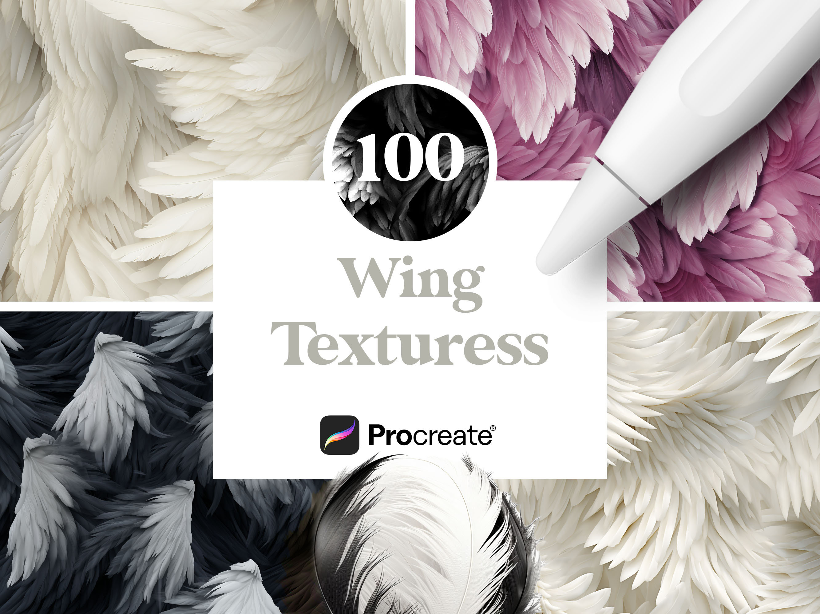 100 Procreate Wing Textures, Angel Wings Seamless Brushes - Etsy
