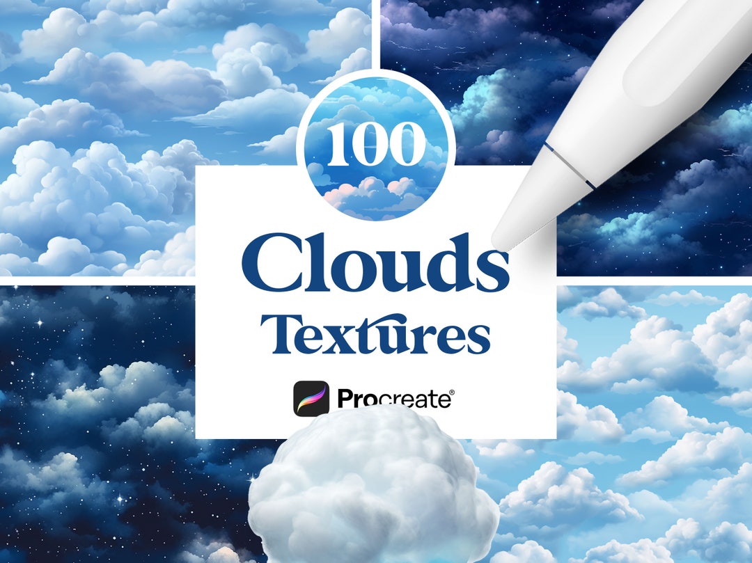 100 Procreate Clouds Textures, Sky Textures for Procreate, Digital ...