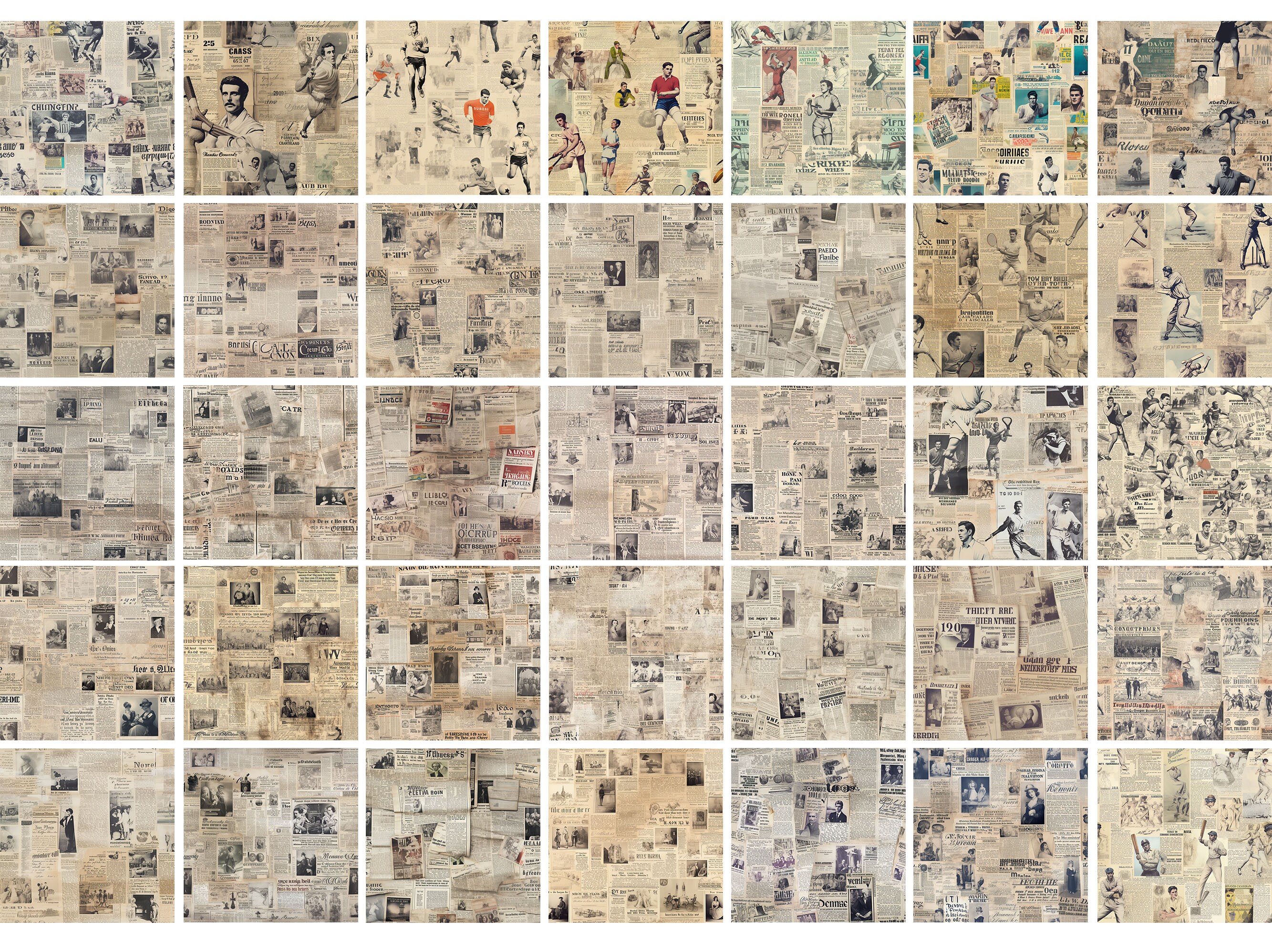 100 Old Newspaper Patterns for Procreate, Not Readable Vintage ...