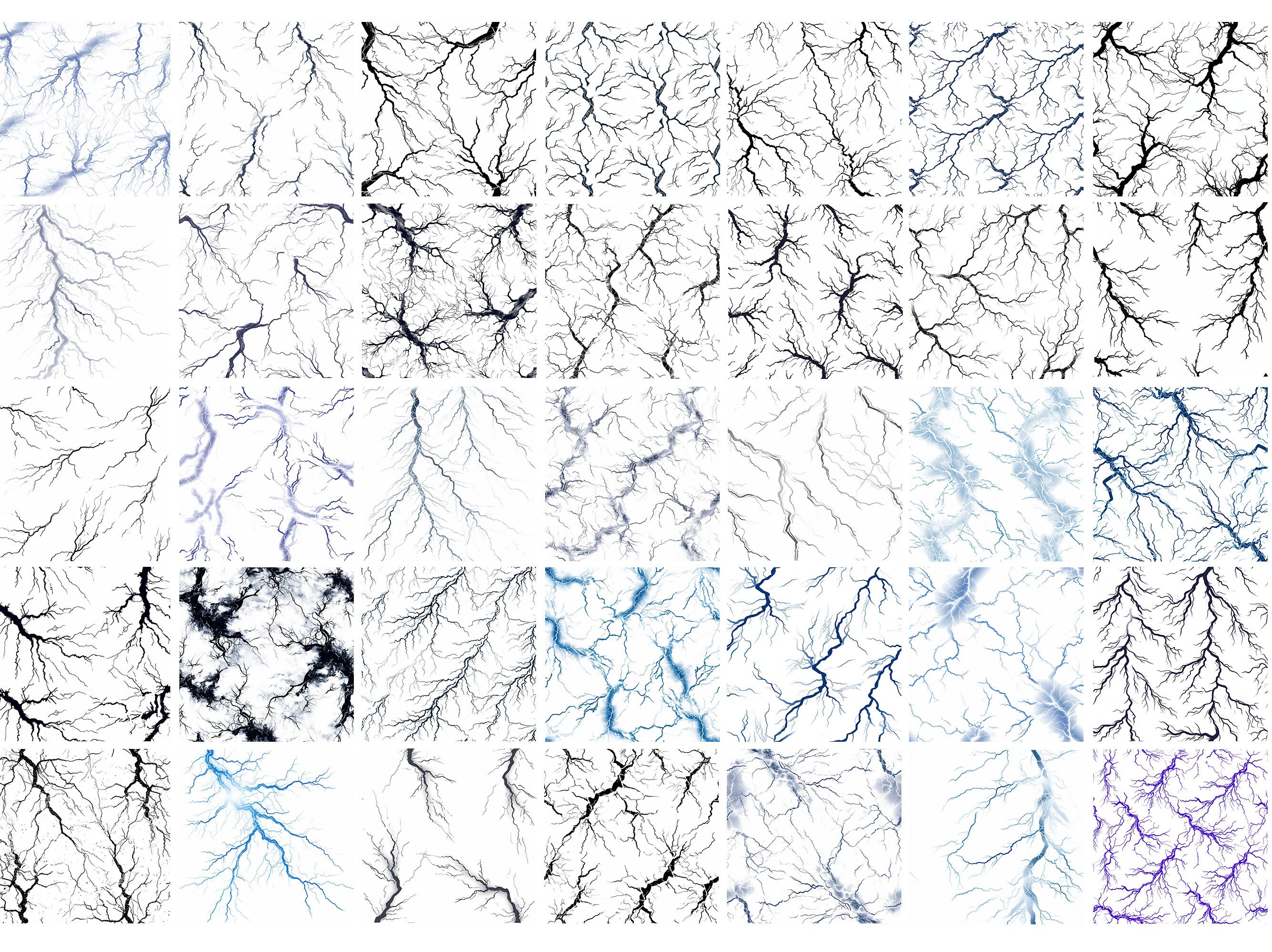 100 Procreate Lightning Patterns, Thunderstorm Textures, Digital ...