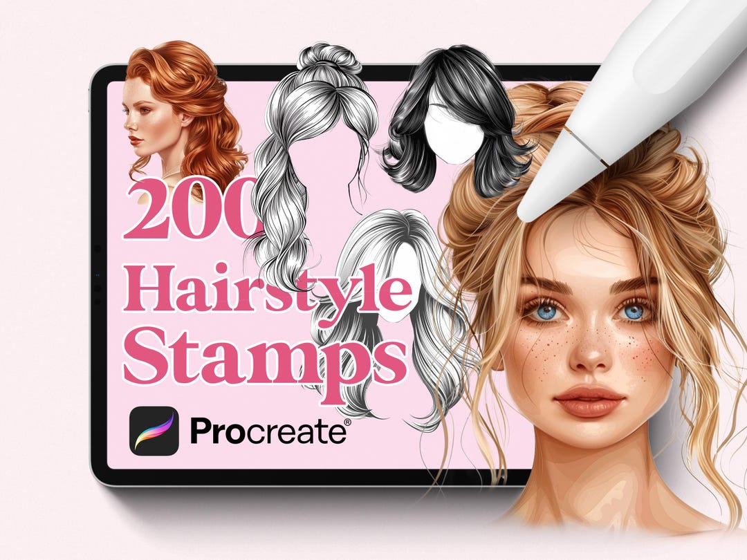 200 Woman Hairstyle Stamp Brushes for Procreate | Woman Hair Guide ...