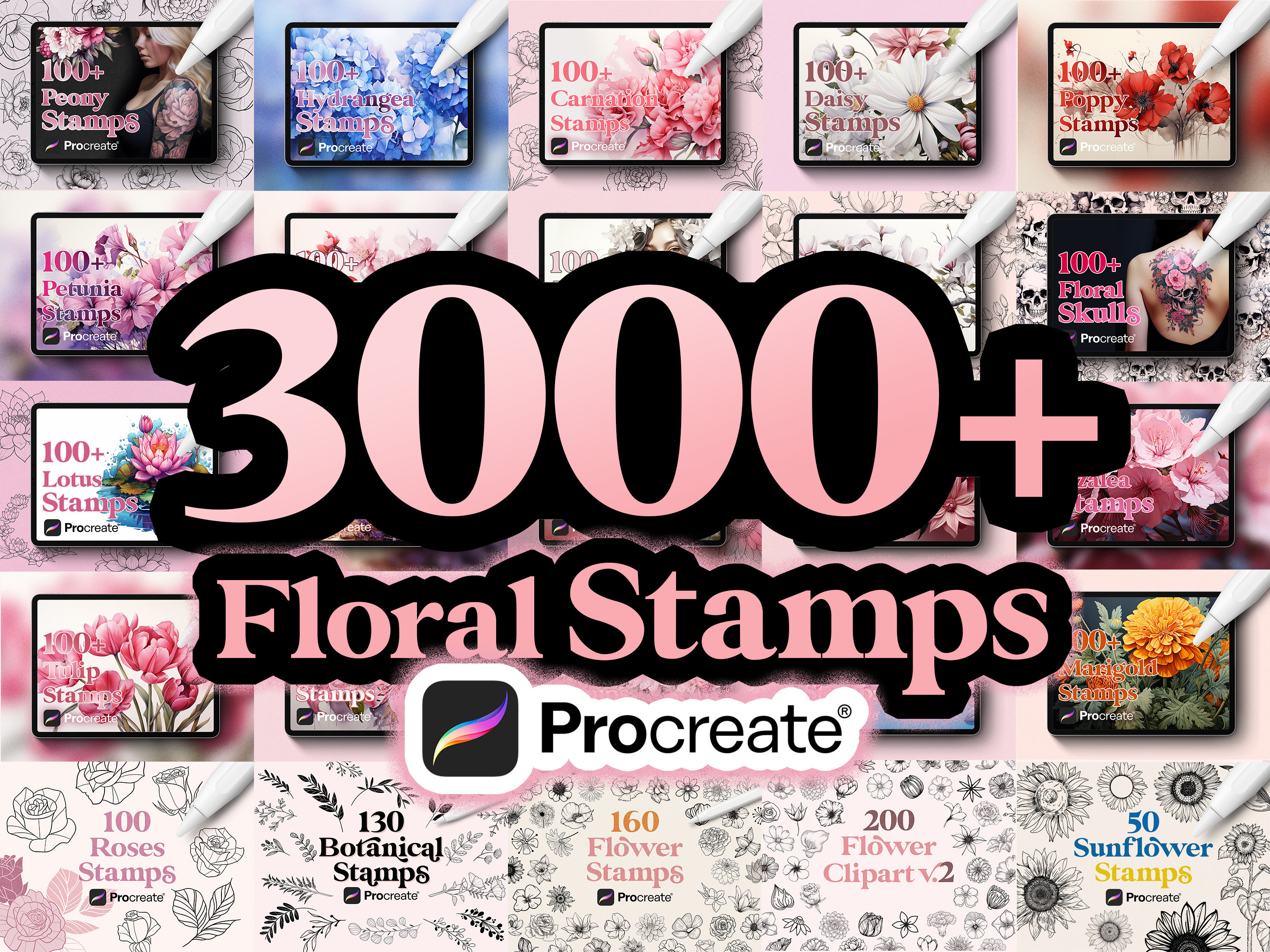 3000+ Floral Stamps for Procreate, Ultimate Flower Bundle - Etsy