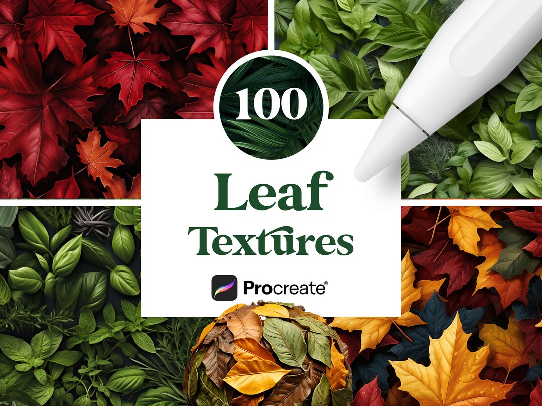 100 Procreate Leaf Textures, Maple Leaves and Herbs Brushes for ...
