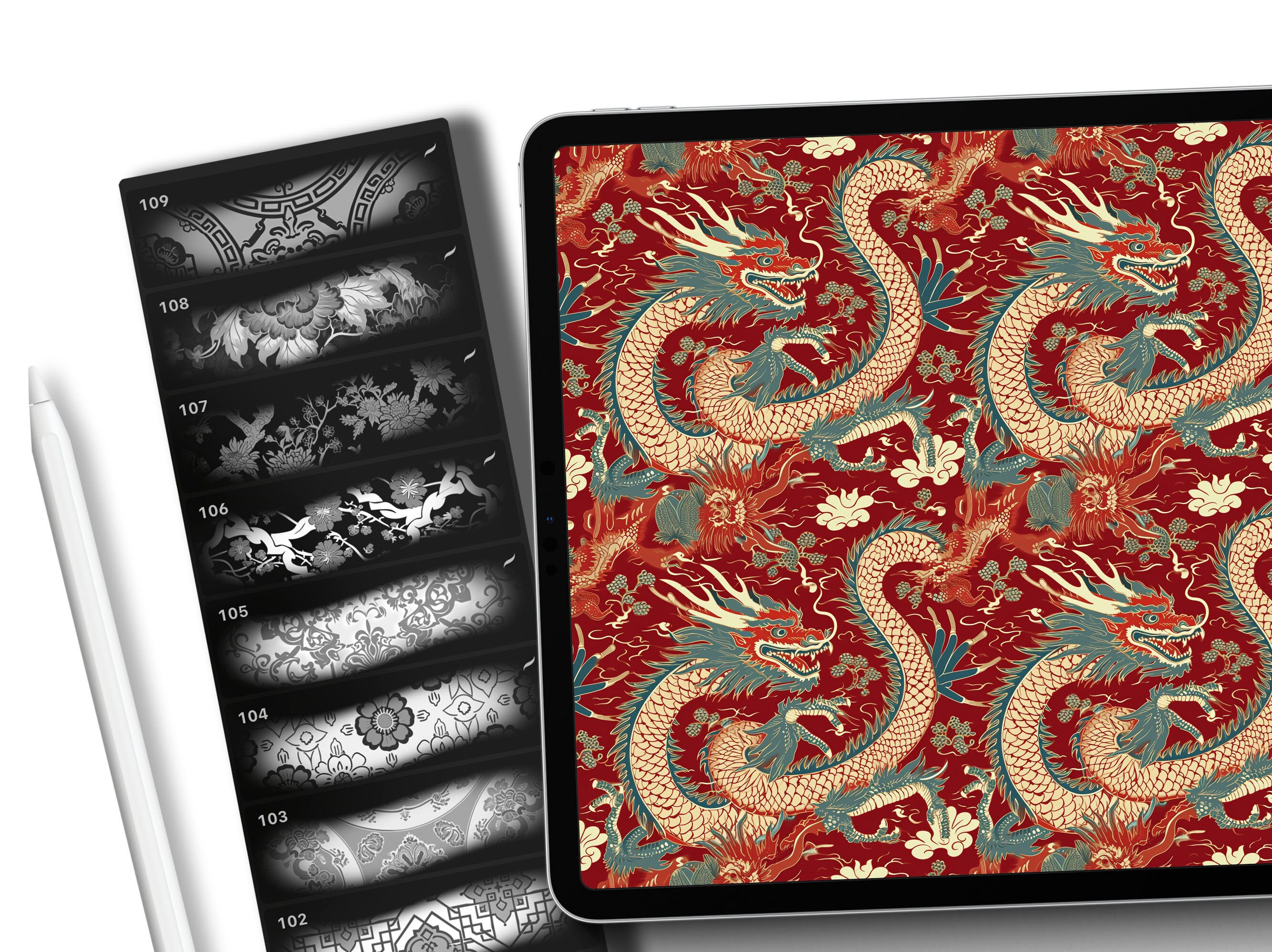 110 Chinese Patterns for Procreate, Lunar New Year Seamless Patterns - Etsy