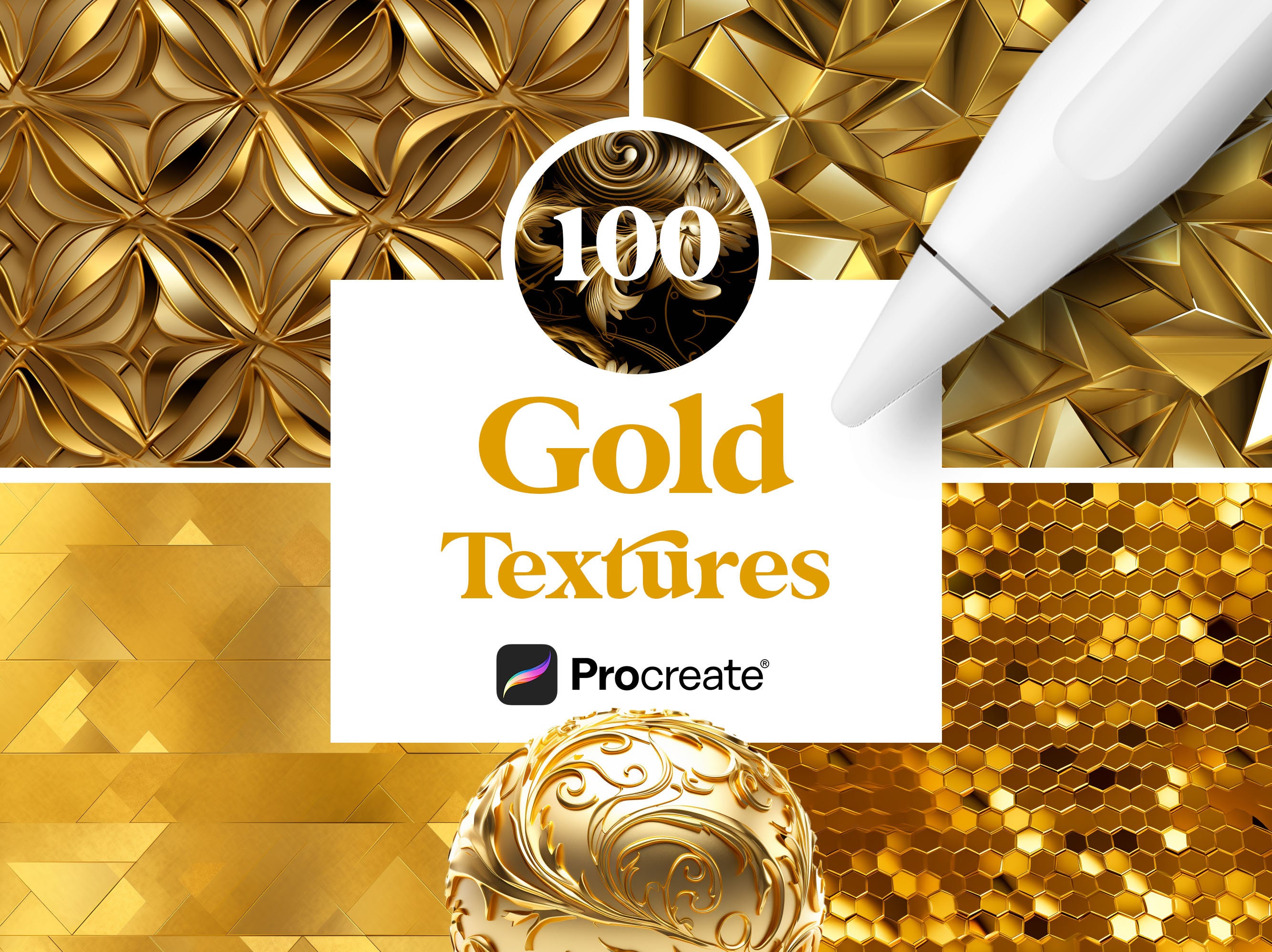 100 Procreate Gold Textures, Seamless Metalic Textures - Etsy