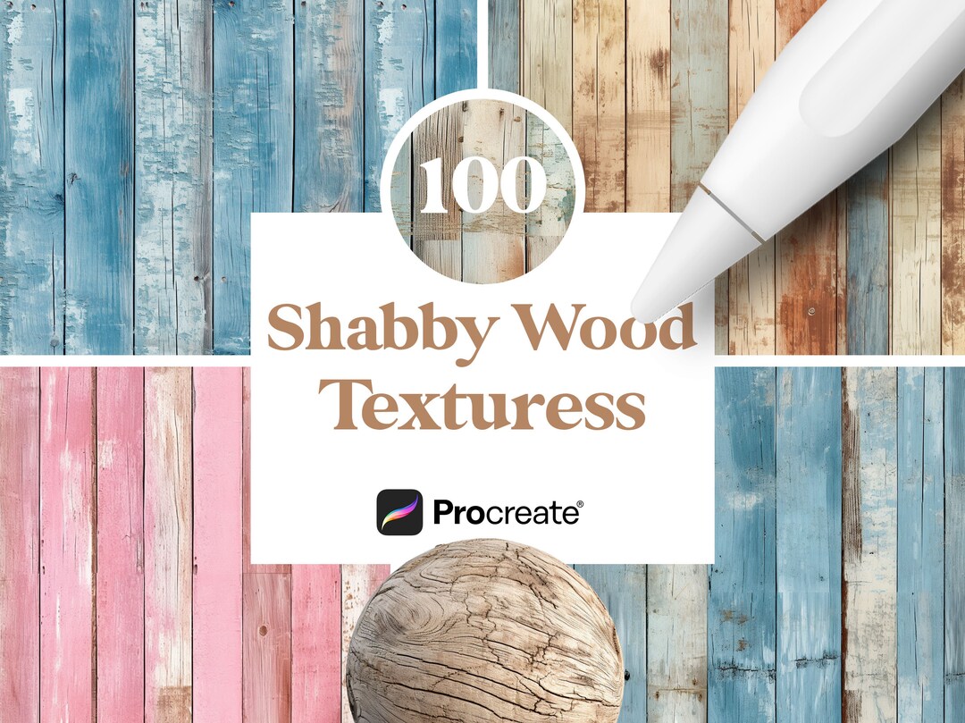 100 Procreate Shabby Wood Textures, Old Wood With Soft Paint, Digital ...