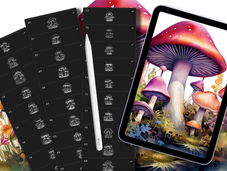 100+ Procreate Mushroom Stamps: Magic Tattoo Brushes (digital Download ...