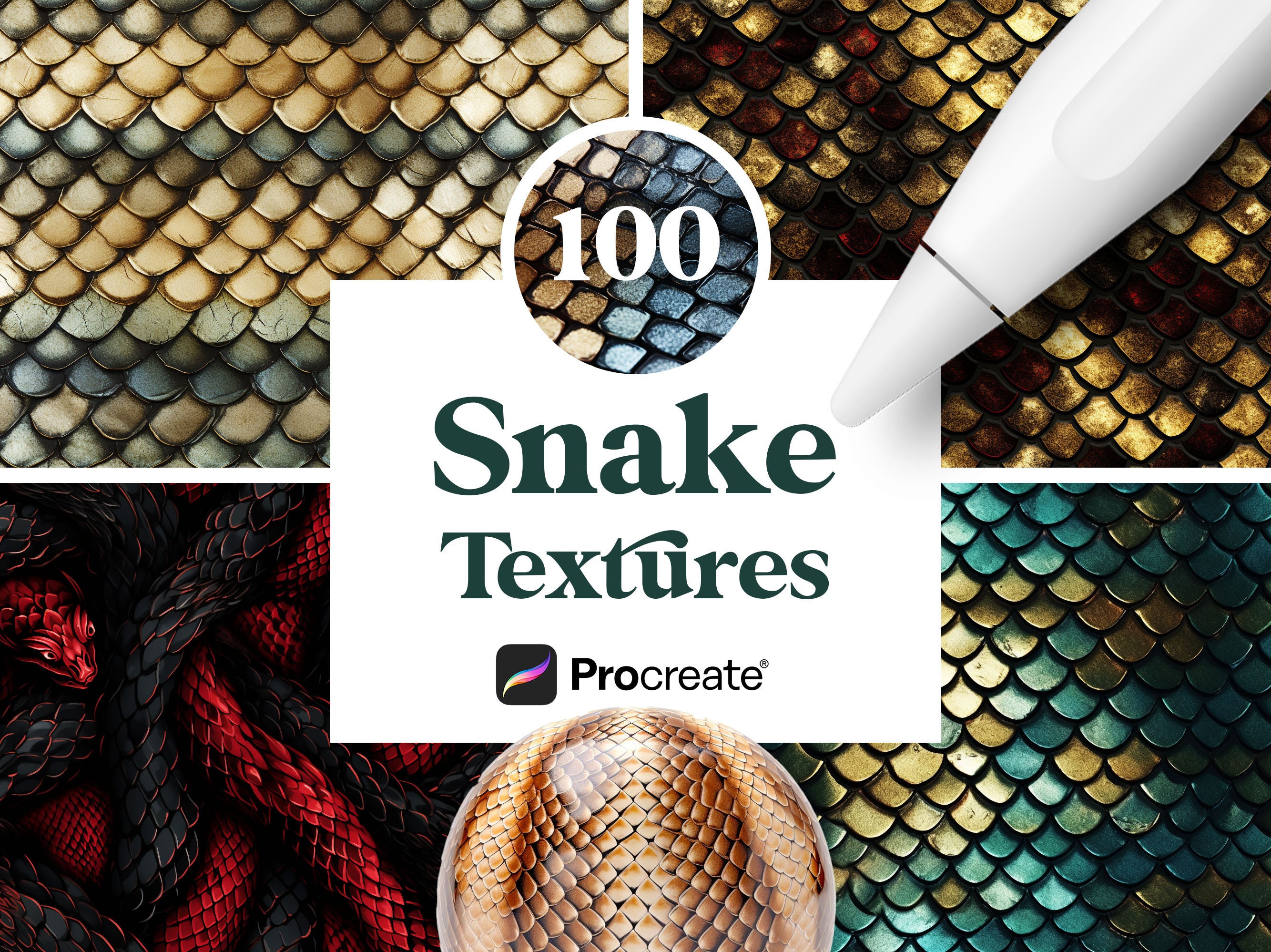100 Procreate Snake Textures, Snake Scales Brushes - Etsy