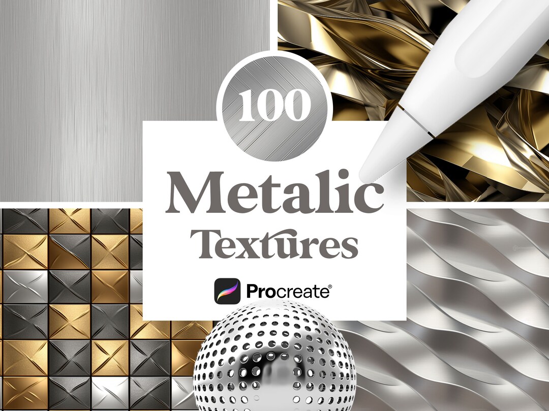 100 Procreate Metalic Textures, Seamless Metal Textures, Digital ...
