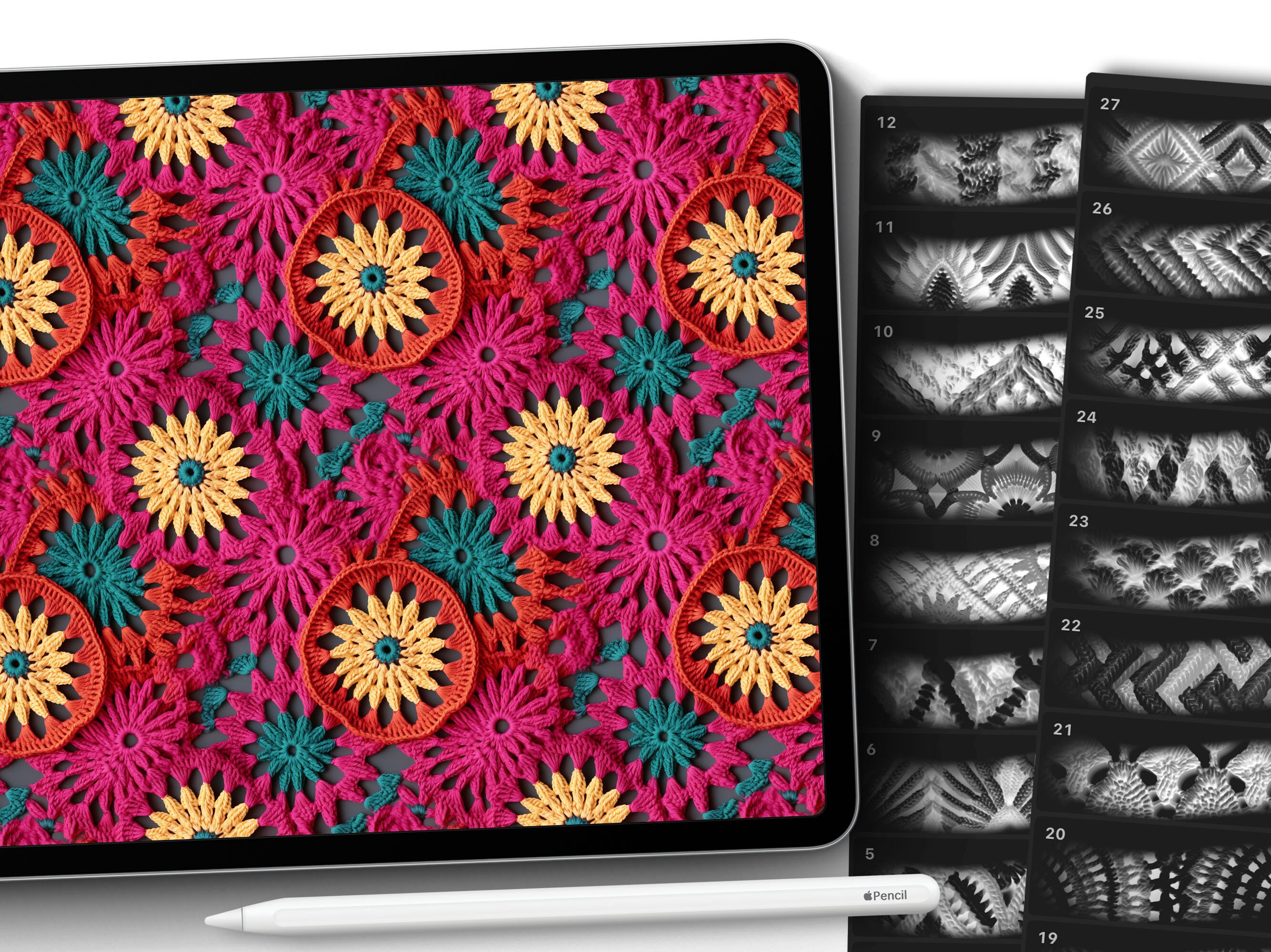 100 Crochet Textures for Procreate, Crochet Fabric Brushes, Digital ...