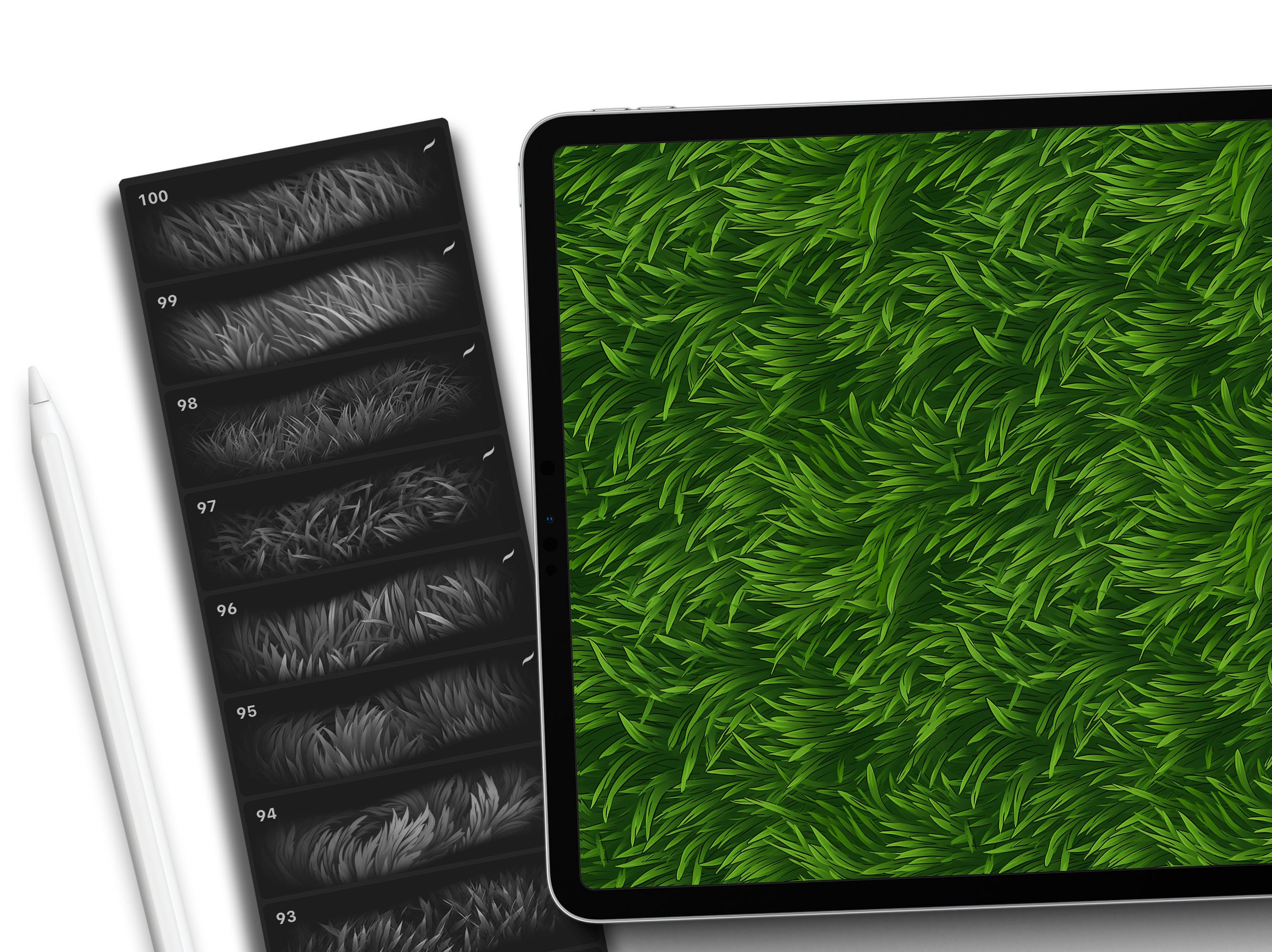 100 Grass Texture Brushes for Procreate: Seamless Realistic Textures ...