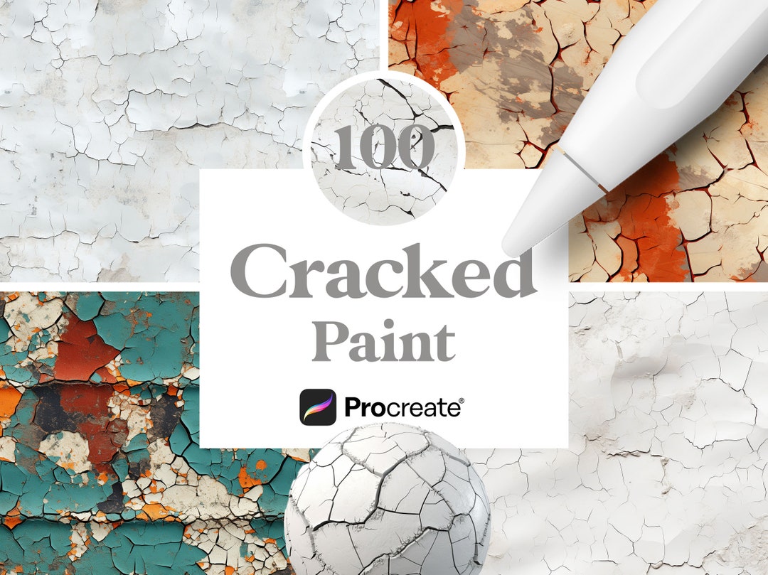 Cracked Paint Textures: 100 Seamless Procreate Brushes (digital ...