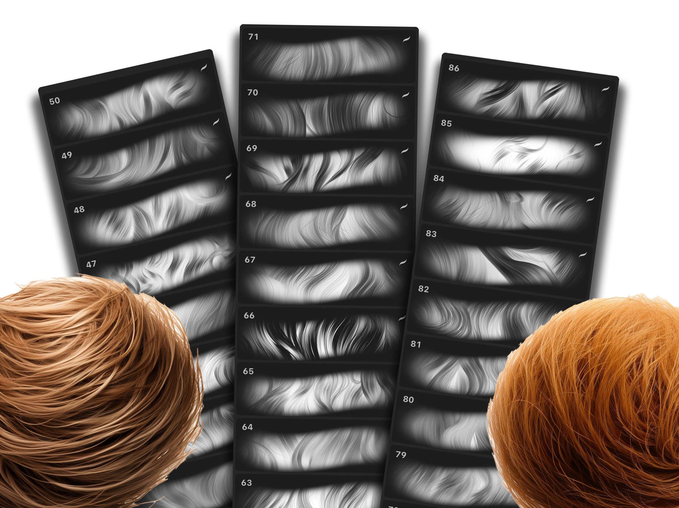 100 Procreate Hair Textures, Digital Download - Etsy