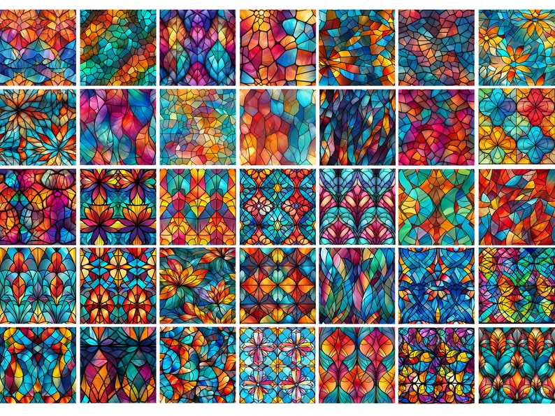 100 Procreate Stained Glass Textures, Mono Color Glass Mosaic for ...