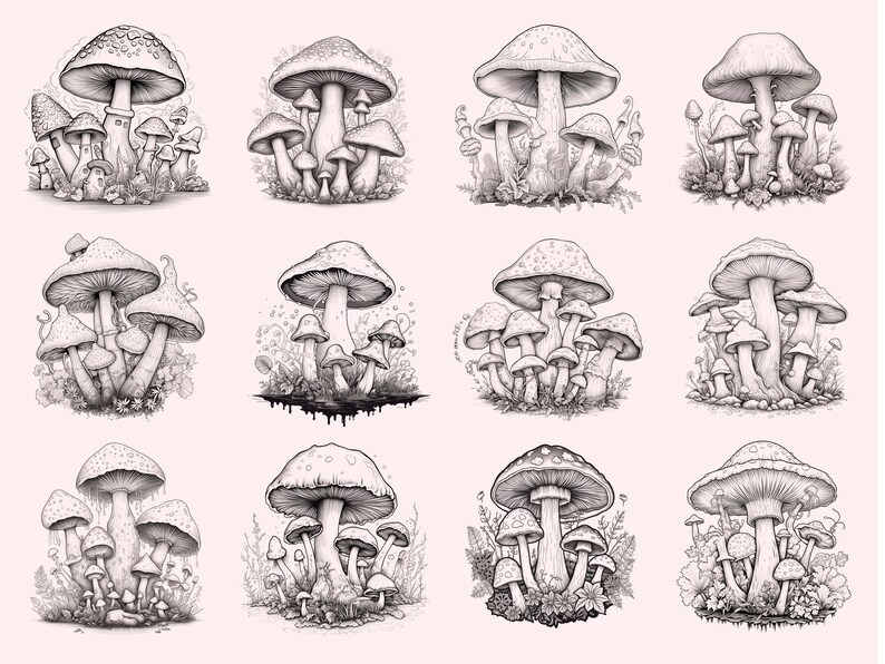 100+ Procreate Mushroom Stamps: Magic Tattoo Brushes (digital Download ...
