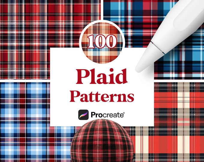 100 Plaid Textures for Procreate, Seamless Patterns - Etsy