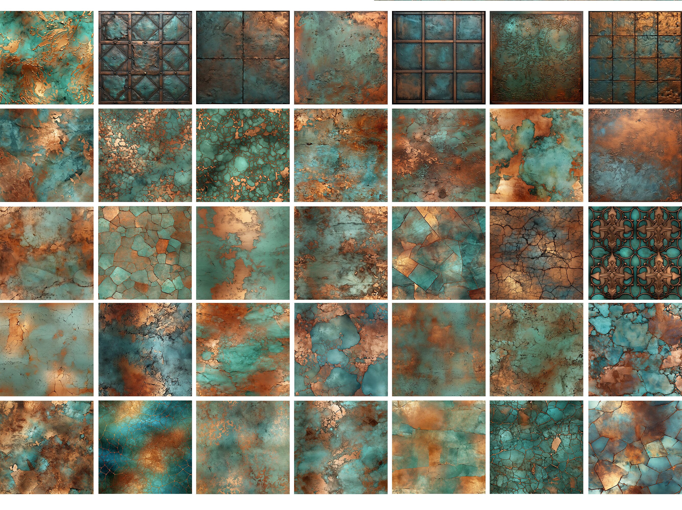 110 Copper Patina Textures for Procreate, Seamless Patterns - Etsy