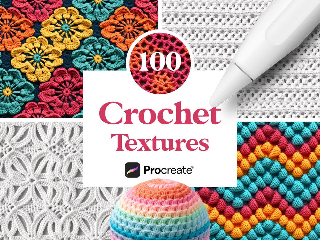 100 Crochet Textures for Procreate, Crochet Fabric Brushes, Digital ...