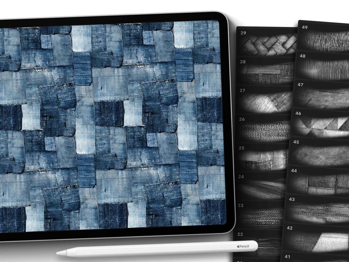 100 Denim Procreate Textures, Jeans Brush, Digital Download - Etsy