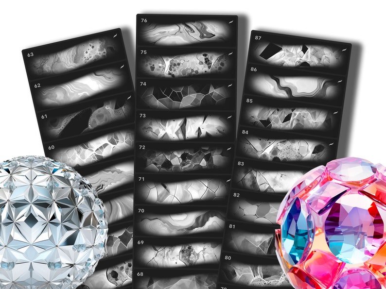 100 Procreate Crystal Textures, Quartz Crystal Brushes, Digital ...