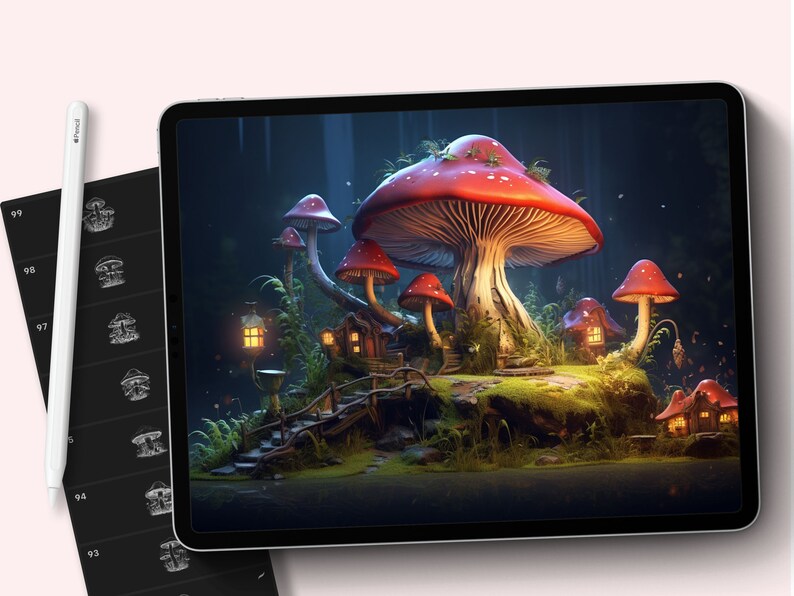 100+ Procreate Mushroom Stamps: Magic Tattoo Brushes (digital Download ...