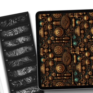 110 Steampunk Textures for Procreate, Seamless Patterns - Etsy