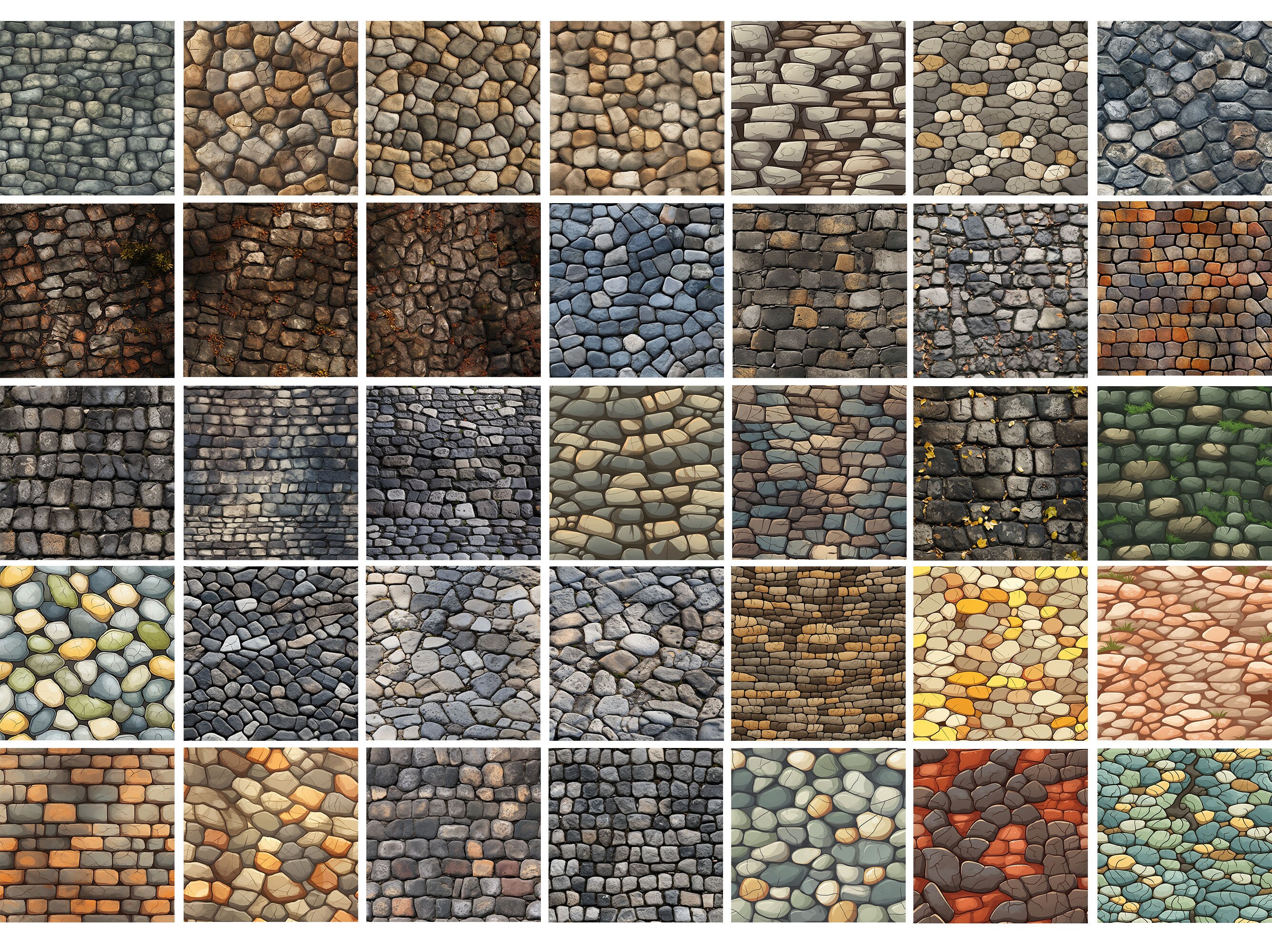 100 Cobblestone Procreate Textures, Seamless Stone Patterns, Digital Download - Etsy