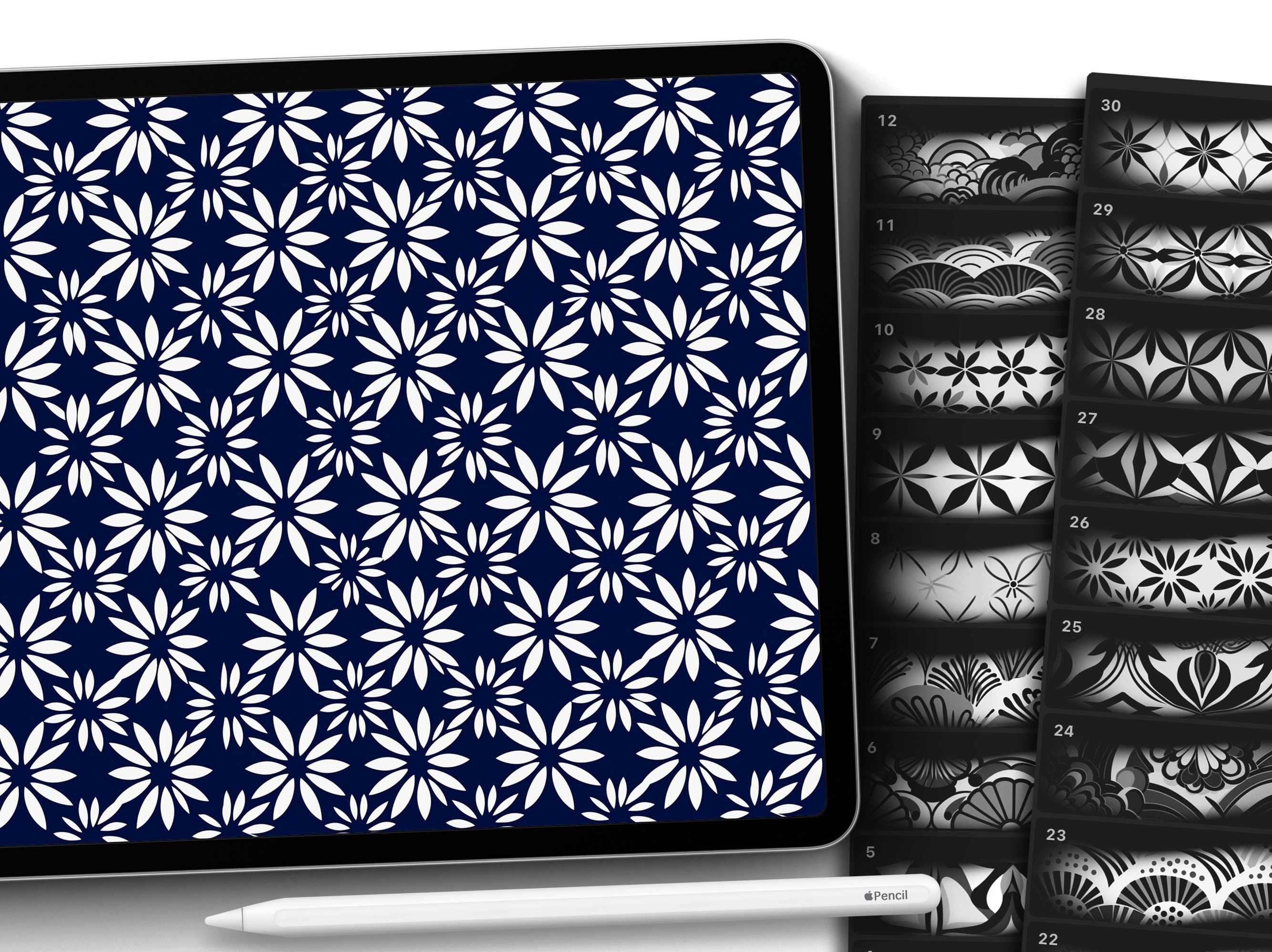 100 Traditional Japanese Fabric Patterns for Procreate, Seigaiha ...