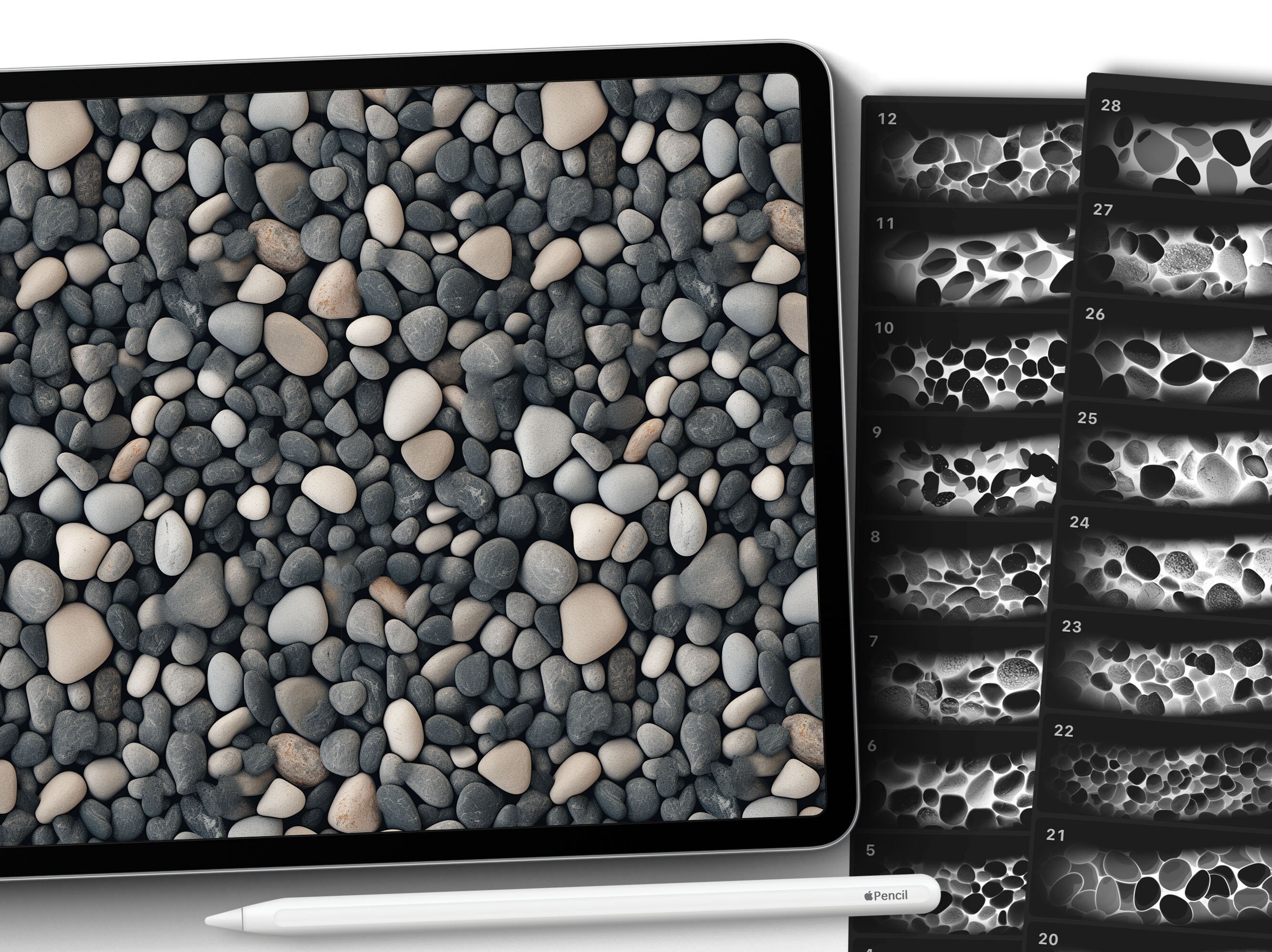 100 Gravel Textures for Procreate, Stones Seamless Brushes - Etsy