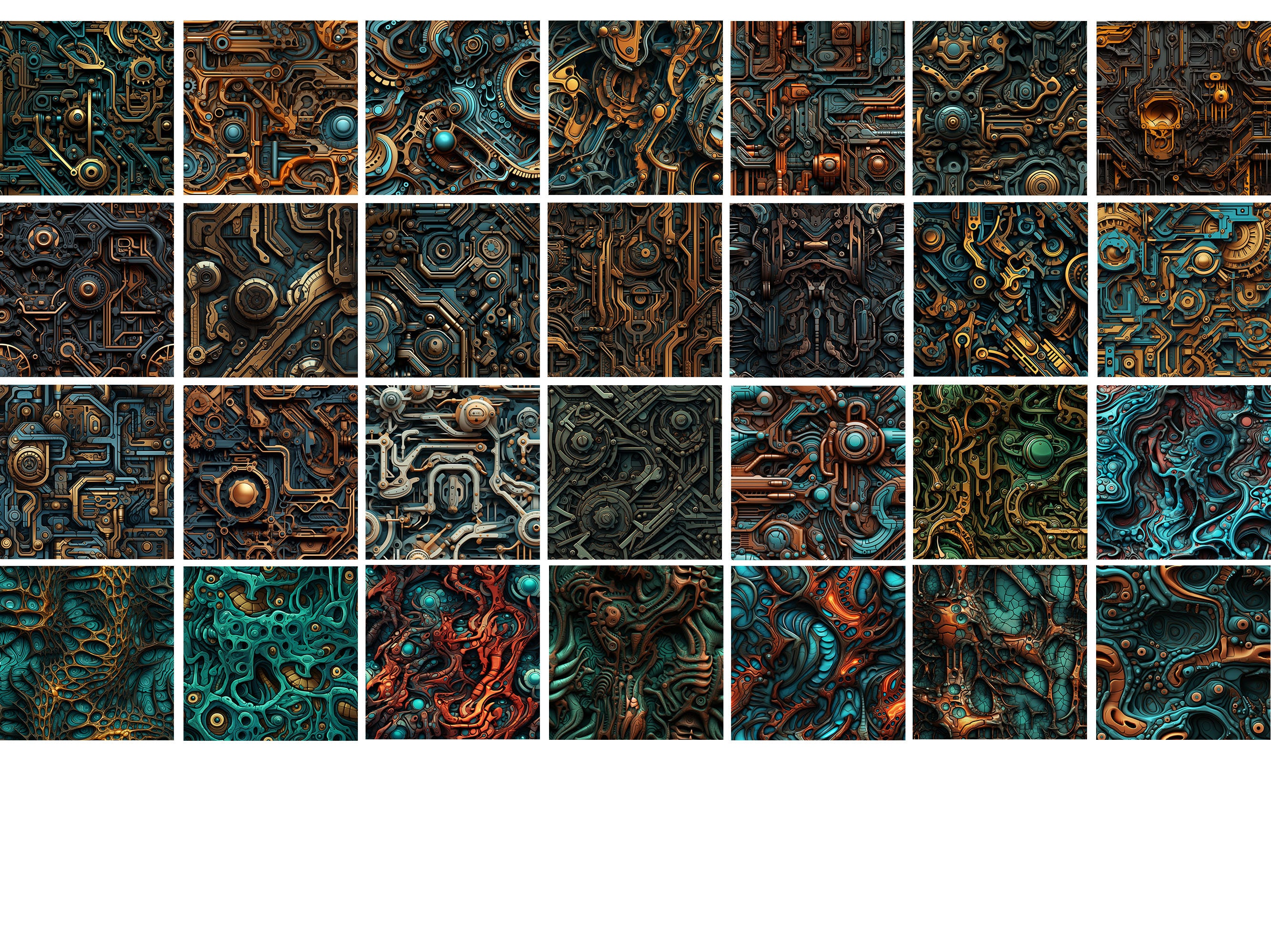 100 Procreate Biomech Textures, Digital Download - Etsy