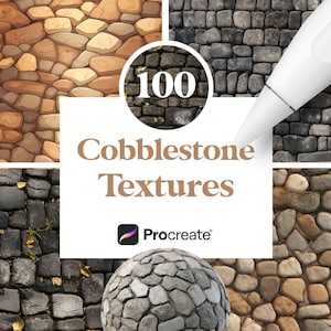 100 Cobblestone Procreate Textures, Seamless Stone Patterns, Digital ...